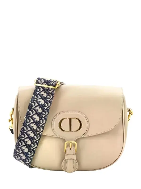 Dior Bobby Flap Bag Leather Large Crossbody Bag - Neutrals