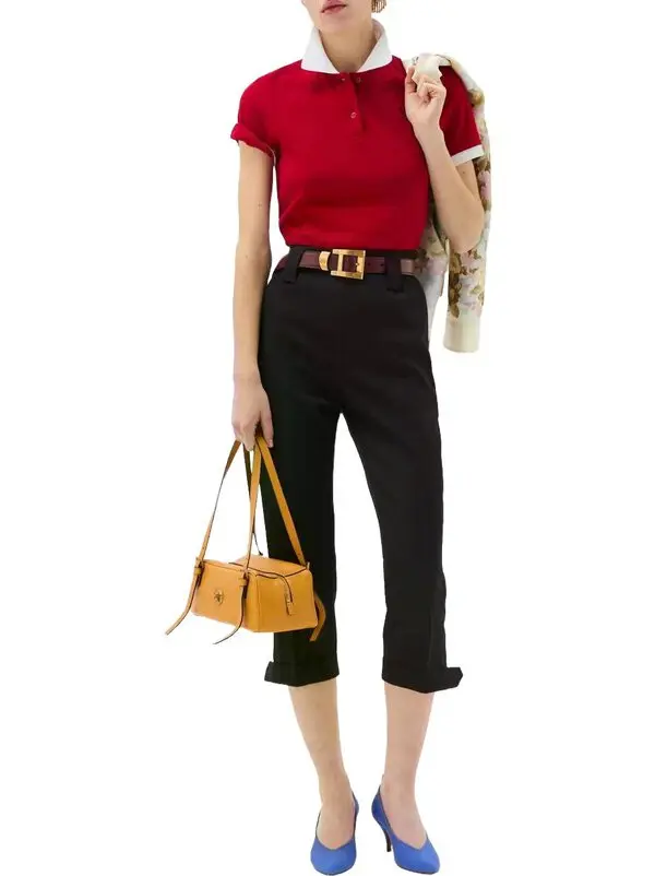 Versace Wool Capri Trousers With Medusa Hardware - Black