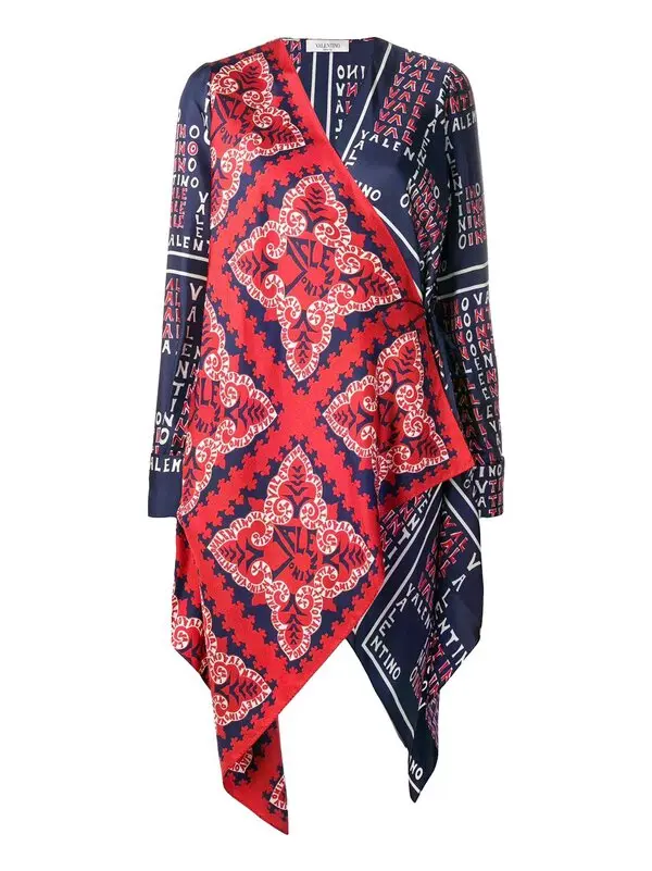 Valentino Garavani Silk Bandana And Puzzle Print Shirt - Blue