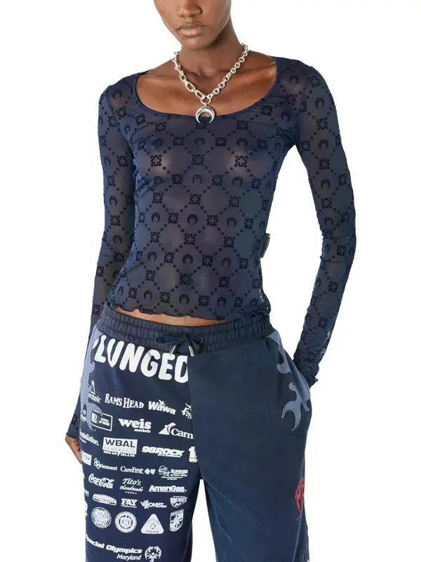 MARINE SERRE Moonogram Mesh Top - Blue