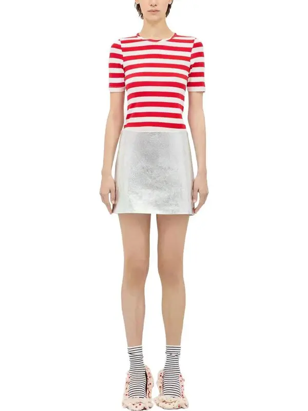 MSGM Striped Mini Skirt - Silver