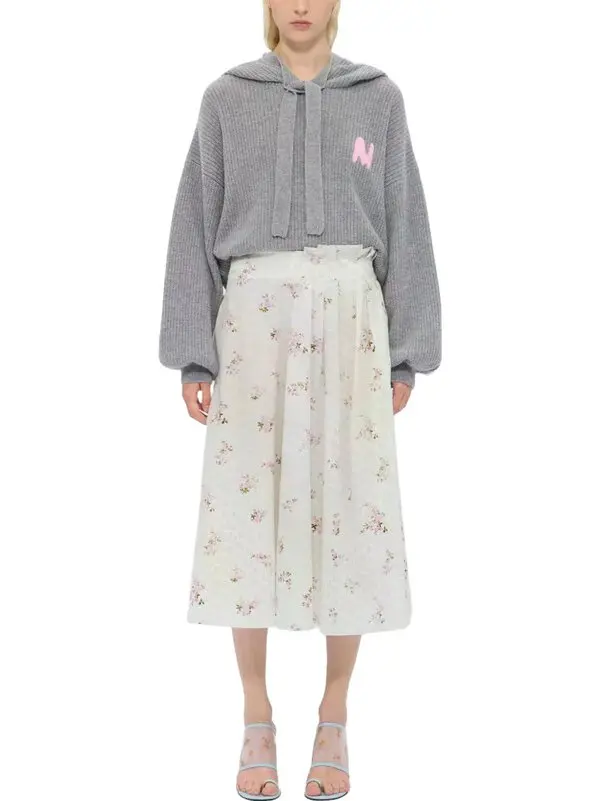 MSGM Floral-print Midi Pleated Skirt - Neutrals