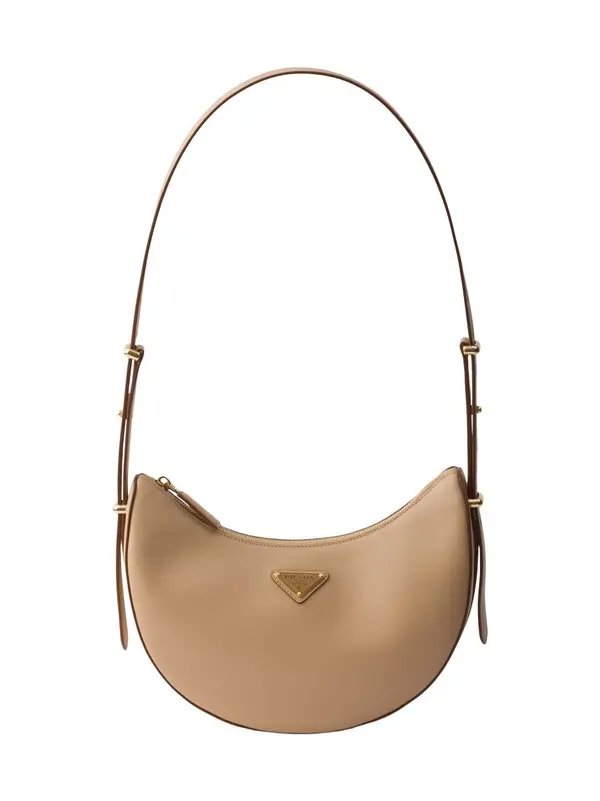 Prada Leather Arqué Shoulder Bag - Neutral