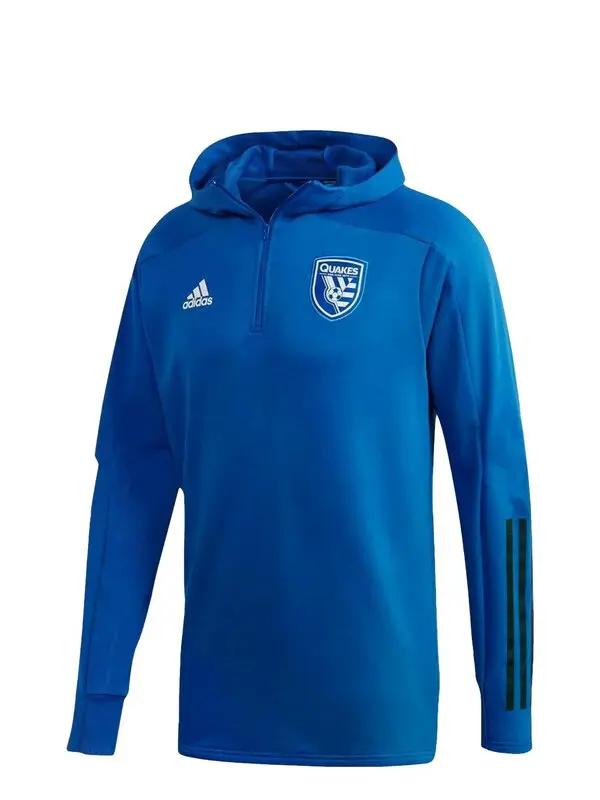 Adidas San Jose Earthquakes Half-zip Hooded Sweatshirt - Blue