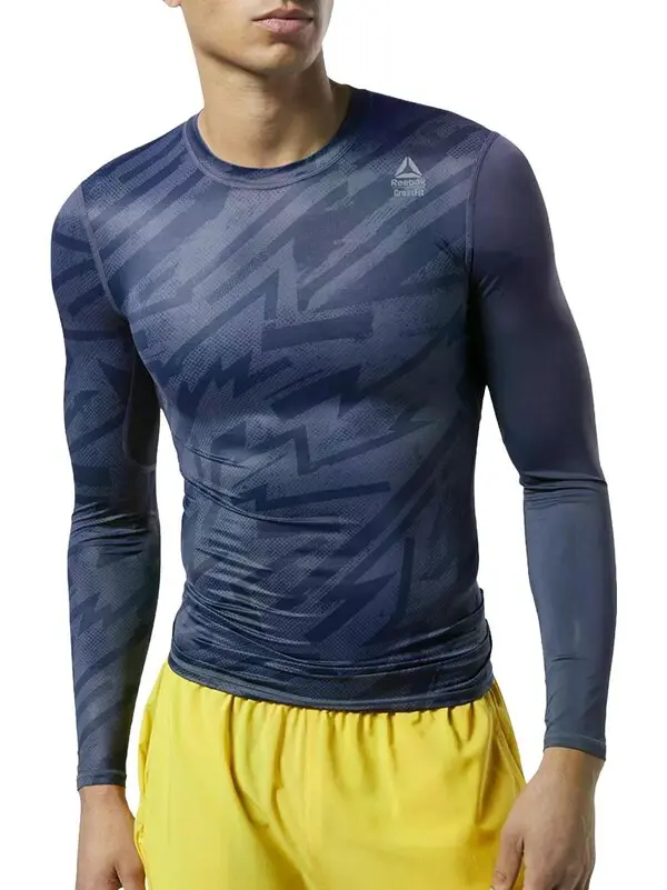 REEBOK Long-sleeve Compression Top With Graphic Pattern - Blue