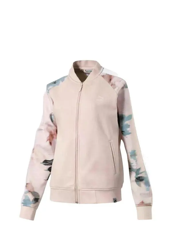 PUMA Floral-sleeve Logo-detail Sweatshirt - Neutrals