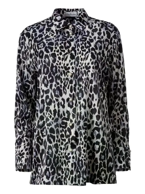 MIA PECULIAR Pearl-button Printed Shirt - Black