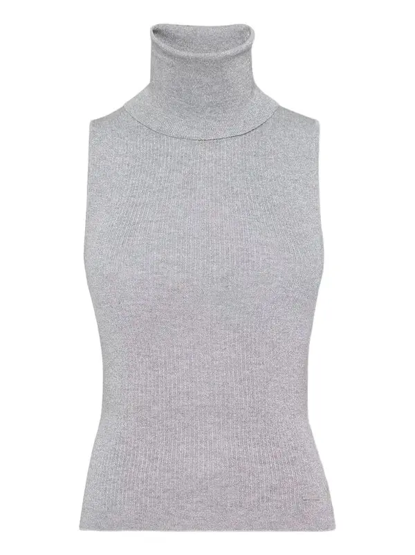 Dsquared2 Sleeveless Ribbed Roll Neck Top - Grey
