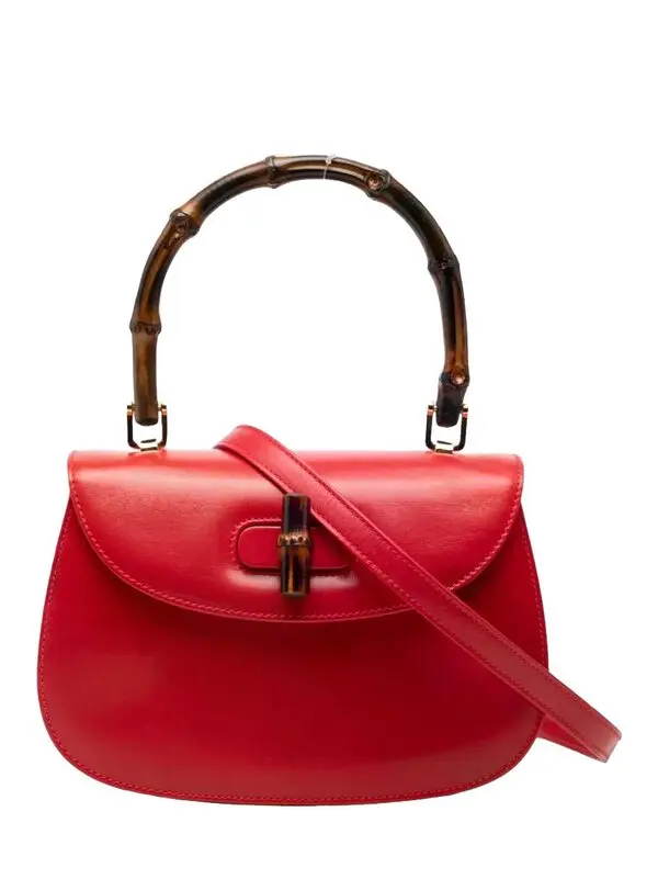 Gucci Small Calfskin Bamboo Satchel - Red