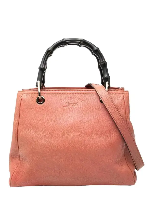 Gucci Small Calfskin Bamboo Shopper Satchel - Pink
