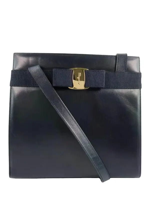 FERRAGAMO 2010-2026 Leather Vara Bow Shoulder Bag - Blue