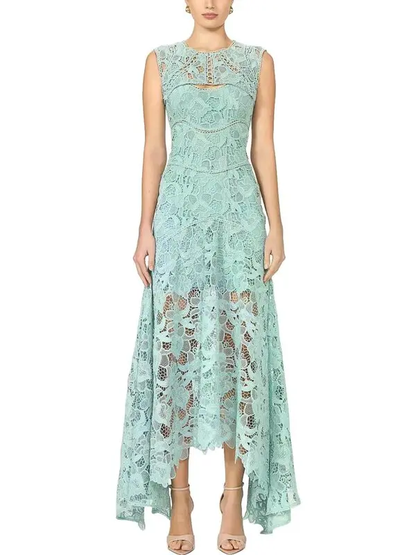 Costarellos Janica Keyhole Lace Gown - Blue