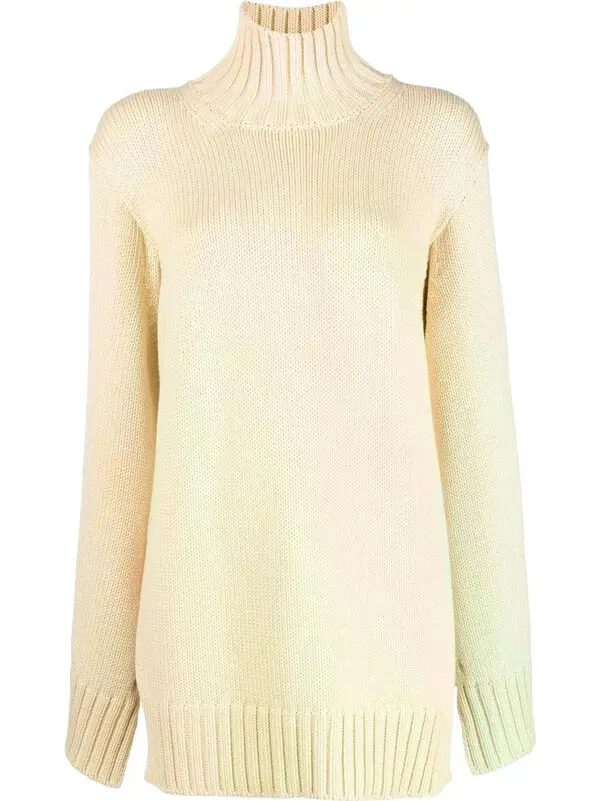 JIL SANDER High Neck Slit-sleeve Jumper - Neutrals
