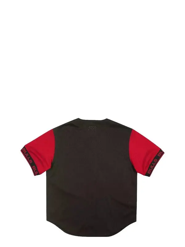Mitchell & Ness X Nba Chicago Bulls Mesh Button-front Shirt - Black