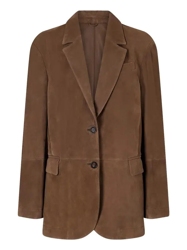 Brunello Cucinelli Single-breasted Suede Blazer - Brown