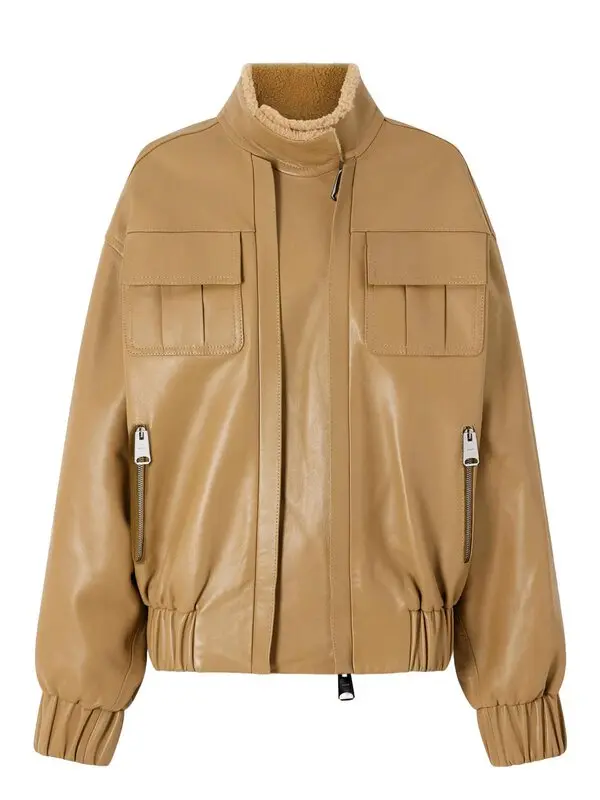 Khaite Malone Shearling Bomber Jacket - Neutrals