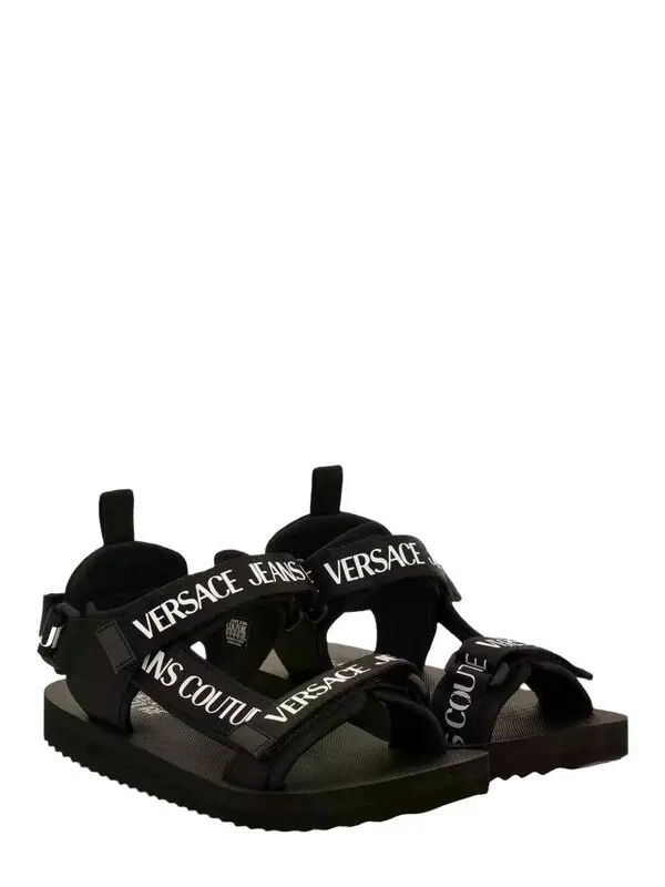 Versace Logo Print Sandals - Black