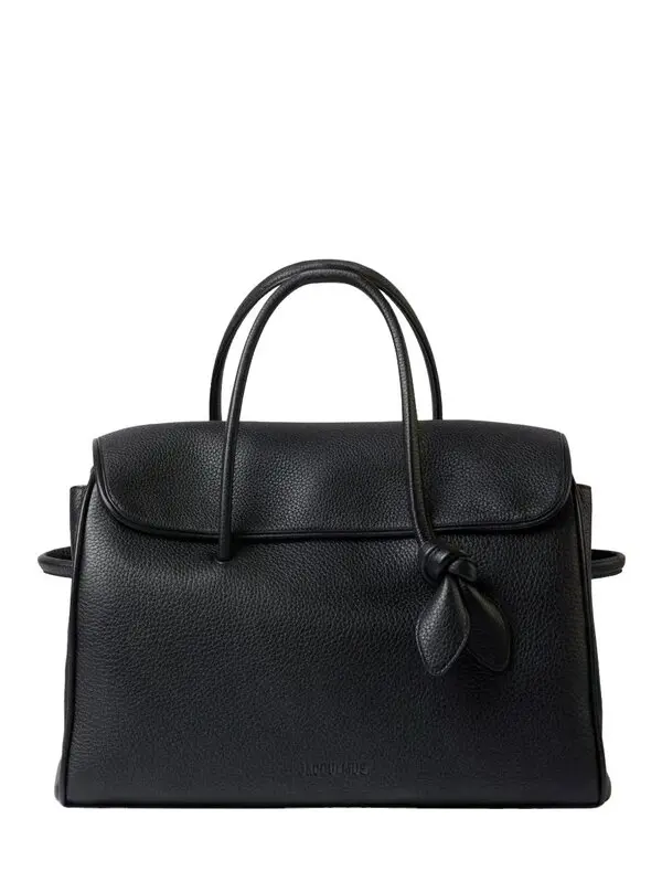Jacquemus Turismo Knotted Flap Leather Tote Bag - Black