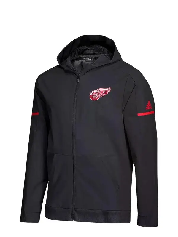 Adidas X Nhl Detroit Red Wings Zip Hooded Jacket - Black