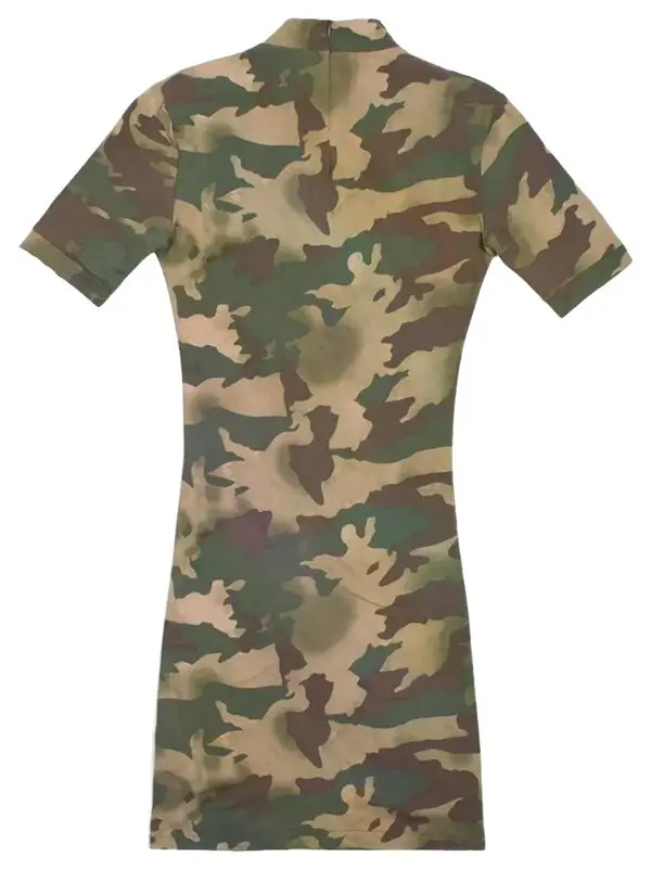 Adidas Camouflage Print High Neck Mini Dress - Green
