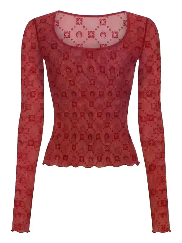 MARINE SERRE Moonogram Mesh T-shirt - Red