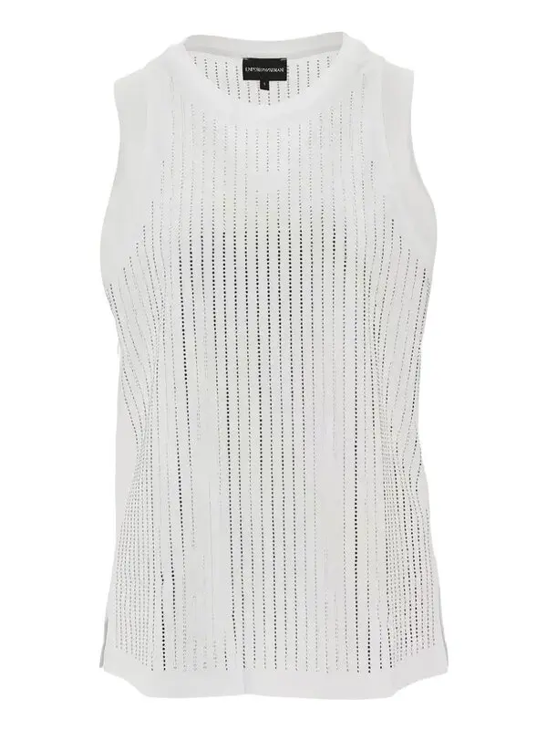 Emporio Armani Perforated Cotton Tank Top - White