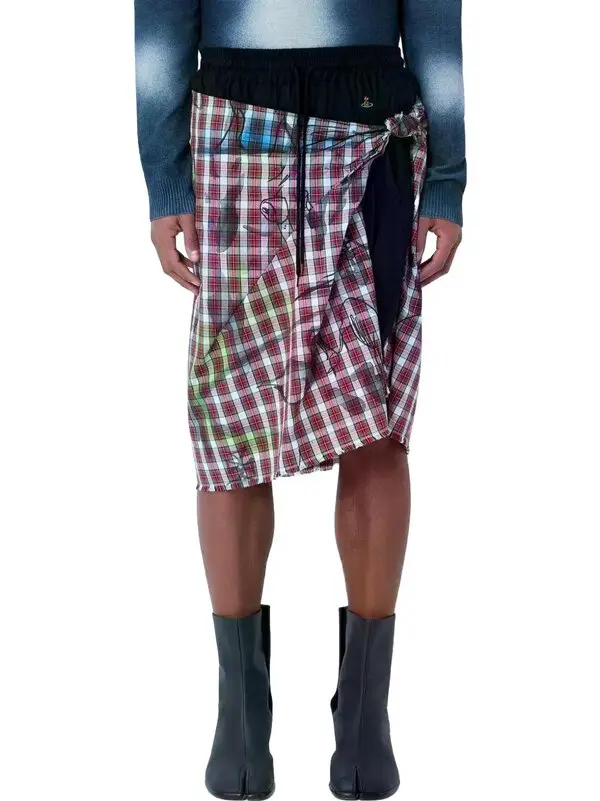 VIVIENNE WESTWOOD Asymmetrical Wrap Check-print Skirt - Black