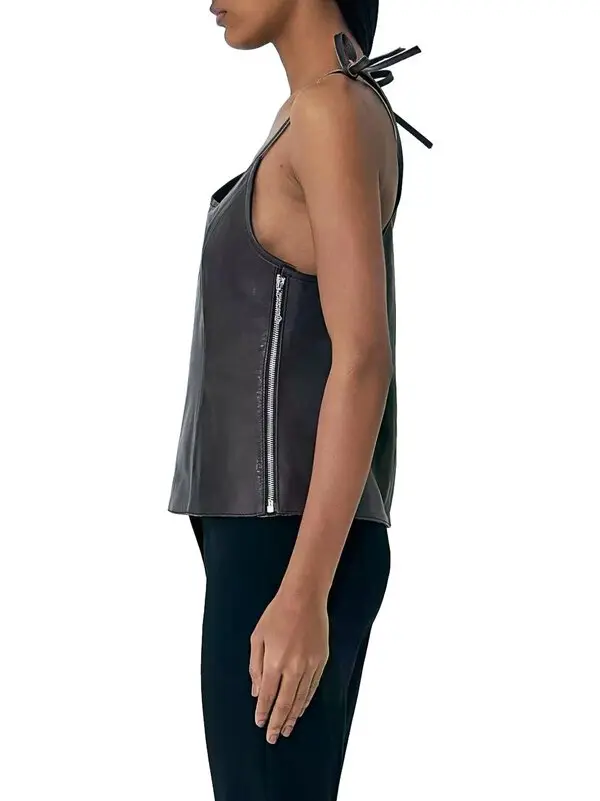 Our Legacy Leather Corset Top With Tie Straps - Brown