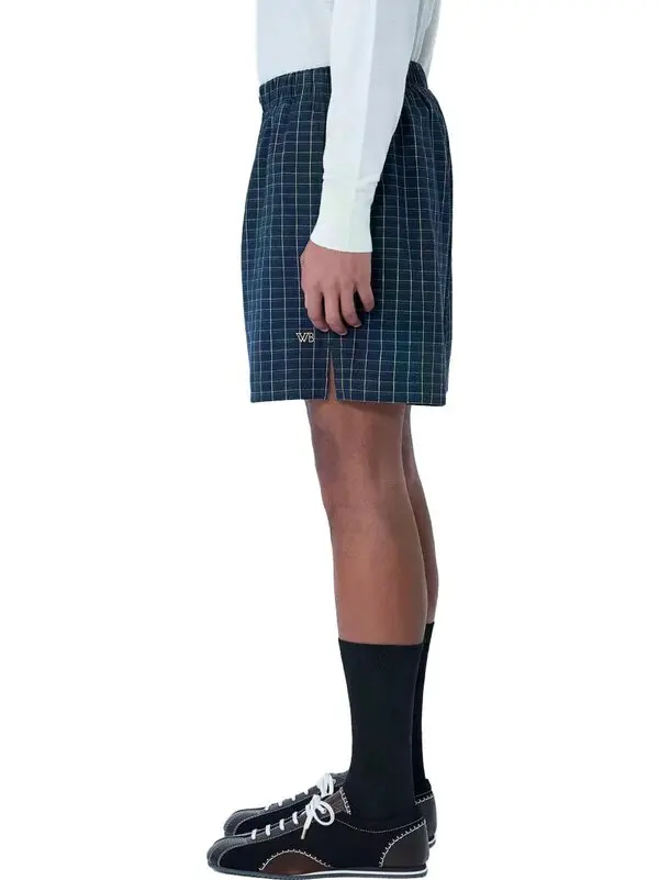 WALES BONNER Checked Elasticated Tailored Shorts - Blue