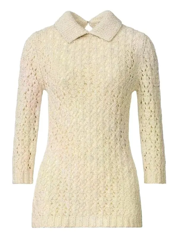 Fabiana Filippi Polo-collar Openwork-construction Sweater - Neutrals