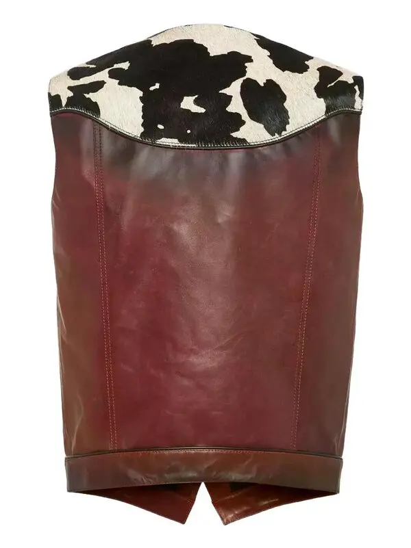 Dsquared2 Cow-print Front-pocket Leather Gilet - Red