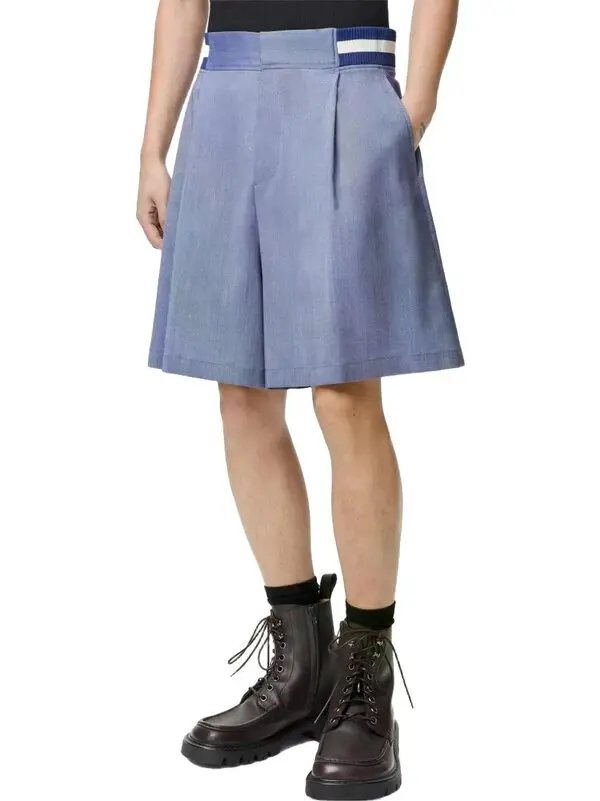 Loewe Logo-embroidered Striped-waist Shorts - Blue