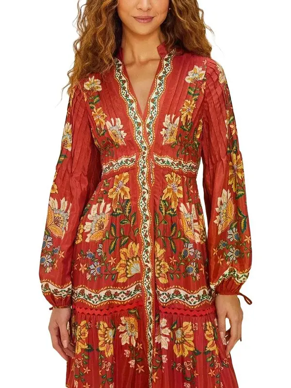 Farm Rio Garden Delight Maxi Dress - Red