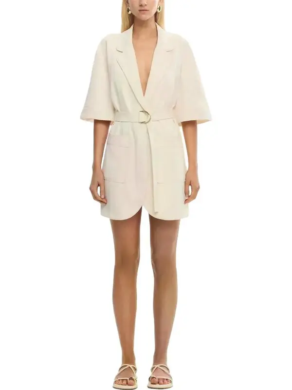 Significant Other Bowie Belted Collared Mini Dress - Neutrals