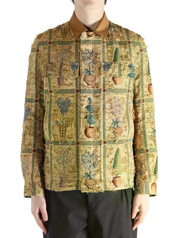 Junya Watanabe Fringed Print Jacket - Neutrals