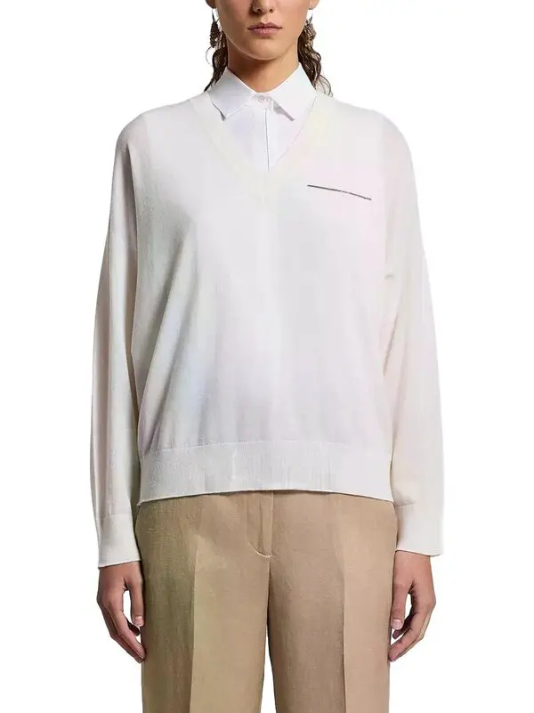 Peserico V-neck Long-sleeve Sweater - Neutrals
