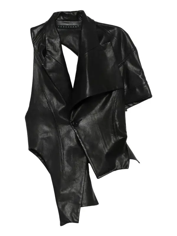YEHUAFAN Button Draped Jacket - Black