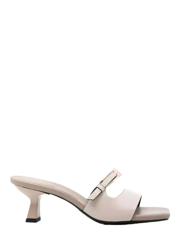 DONNARÌ Buckled Leather Heeled Sandals - Neutrals