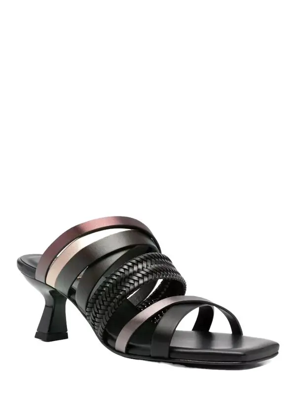 DONNARÌ Braided Strap Heeled Sandals - Black