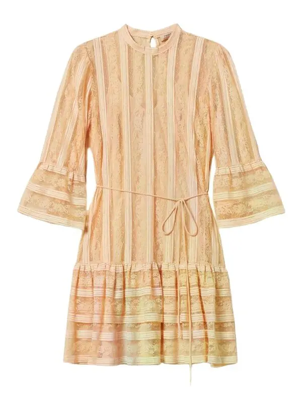 TWINSET Striped Lace Mini Dress - Pink
