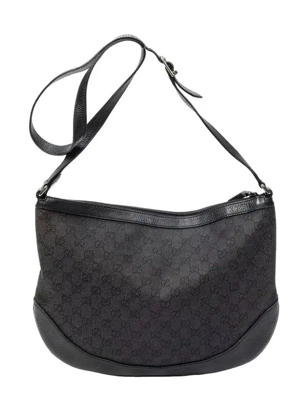 Gucci Half Moon Gg Monogram Messenger Shoulder Bag - Black