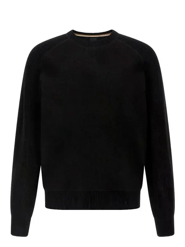 BOSS Raglan Sleeve Crew Neck Sweater - Black