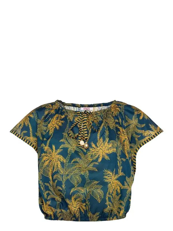 ERES Palm Tree Print Top - Blue