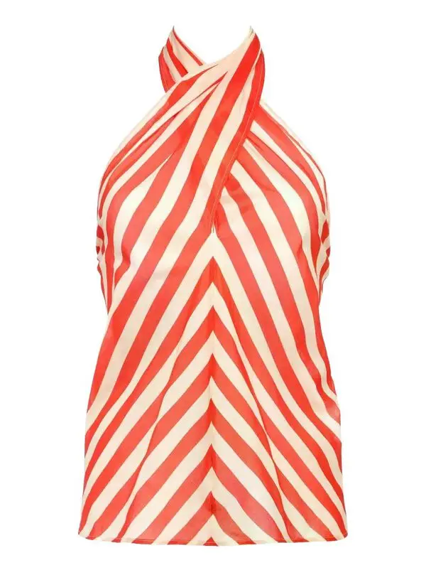 ERES Alter-ego Striped Halterneck Blouse - Red