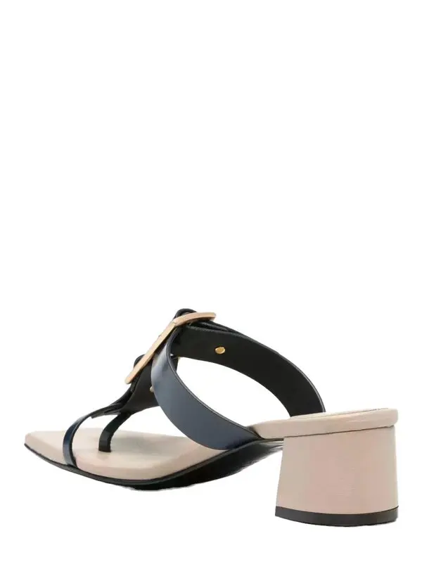 DONNARÌ Buckle Detail Leather Sandals - Blue