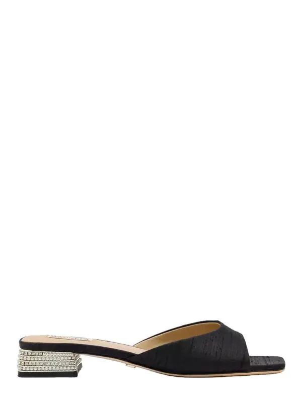 Badgley Mischka Crystal Embellished Silk Sandals - Black