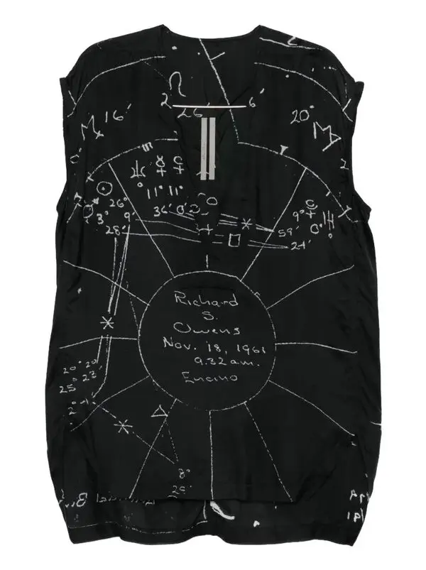 Rick Owens Graphic Print V-neck Sleeveless Top - Black
