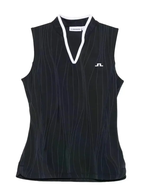J. Lindeberg Sleeveless V-neck Top With Graphic Print - Black