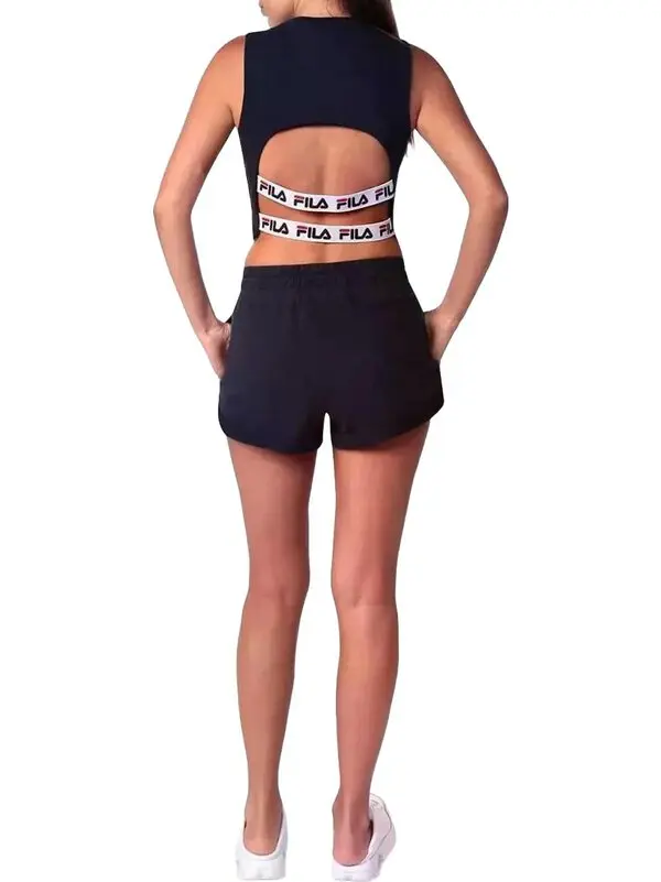 FILA Knit Cropped Compression Top - Blue