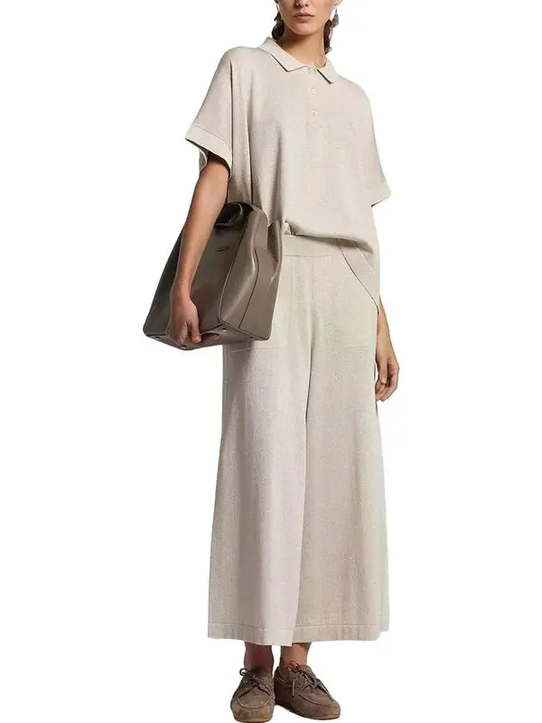 Peserico Lurex Detail Wide Leg Trousers - Neutrals